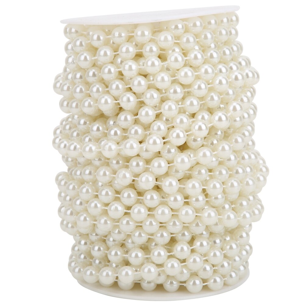Нить из жемчужных бусин 10 мм, 20 м, ABS, искусственный жемчуг, аксессуары для одежды, для самостоятельного украшения дверей, бежевый цвет.