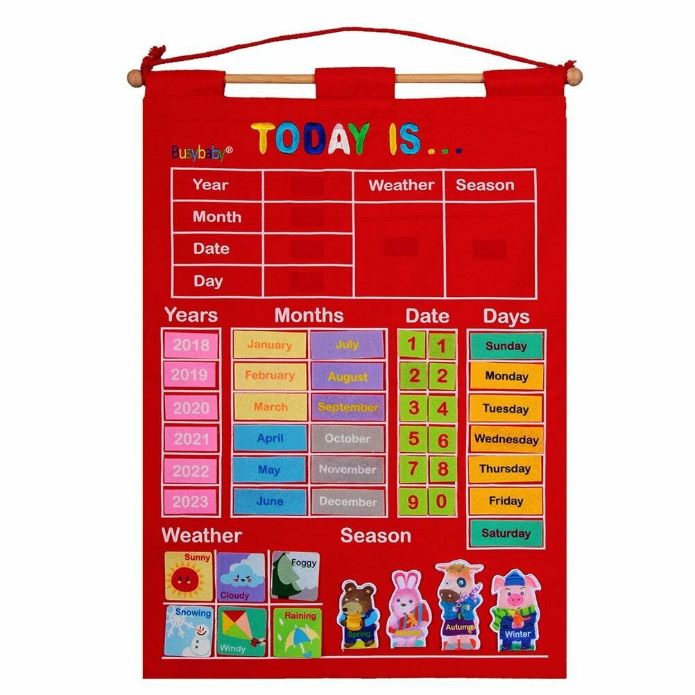 Настенный детский календарь: погода, времена года, даты, месяцы, год, дни. Календарь для детей дошкольного и младшего школьного возраста.