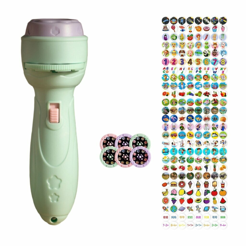 Проектор мультяшной истории Фонарик Обучающие игрушечные диски 48 Изображений Подарок для детей