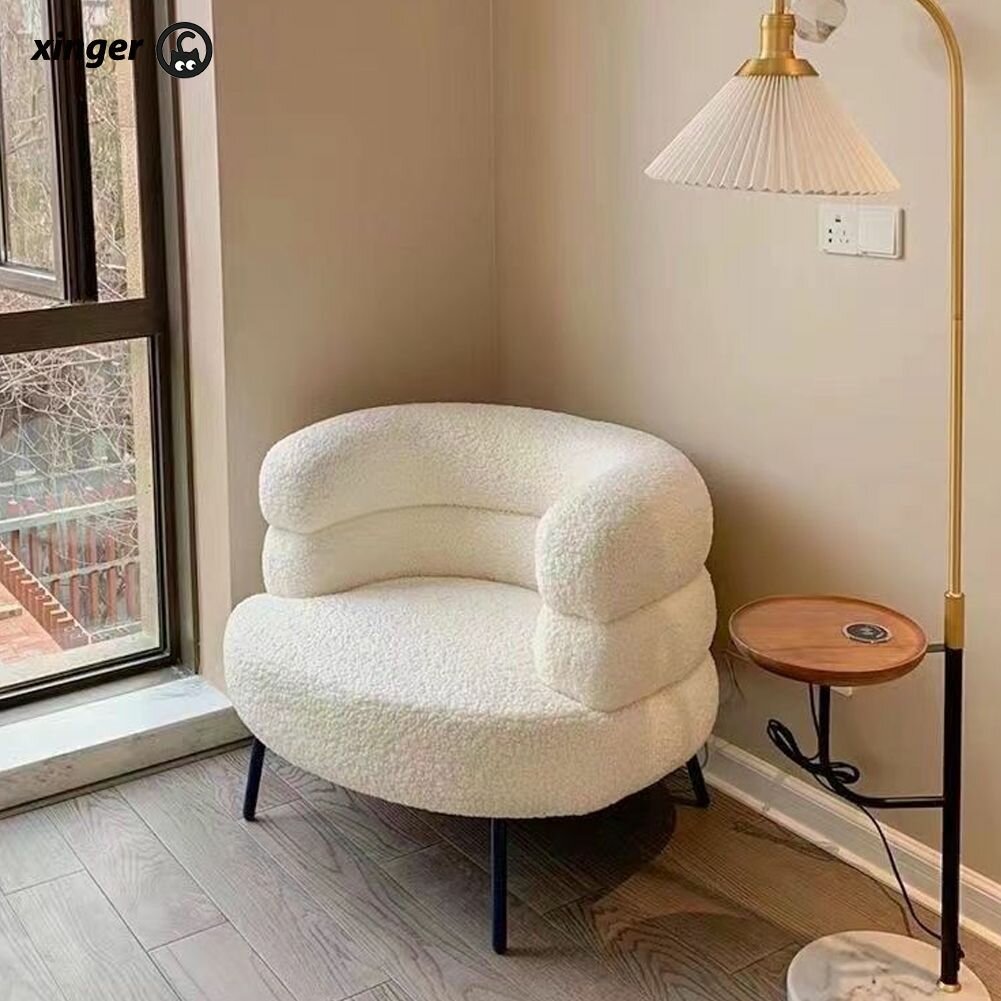 Кресло букле белое круглое