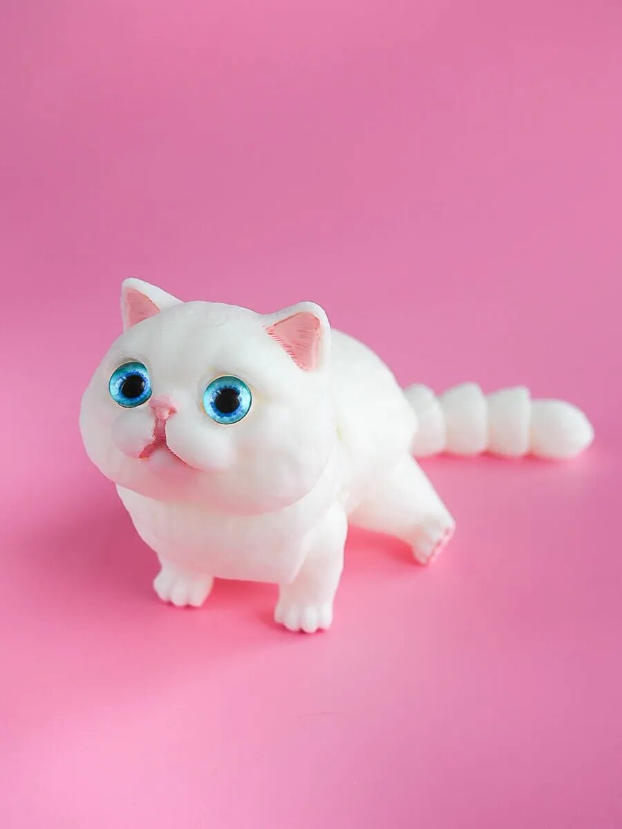 Фигурка "Британская Кошка", экологичный пластик, интерактивная, 3D-печать, белая