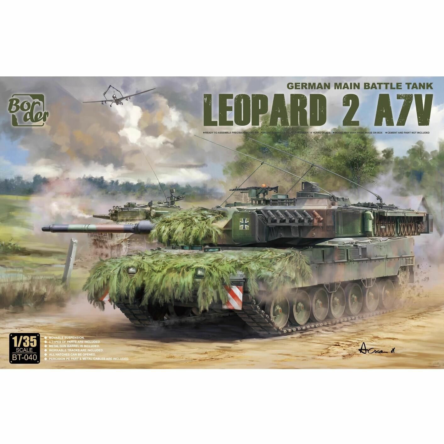 Border BT-040 1/35 немецкий основной боевой танк Леопард 2A7V — сборная модель для моделистов и коллекционеров