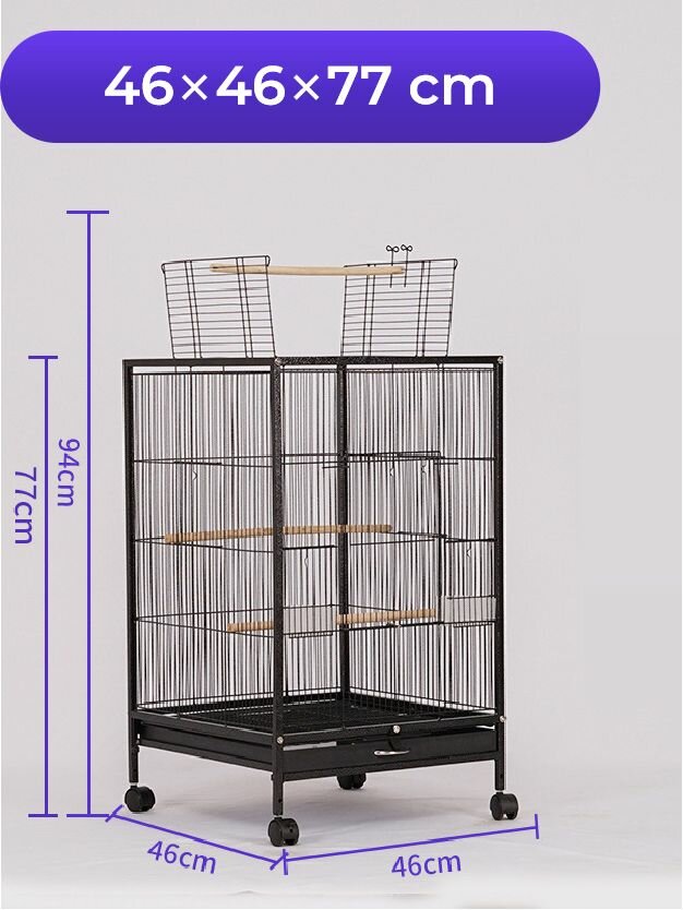 Клетка для птиц попугая большая, черный металлик, 46 х 46 х 77см