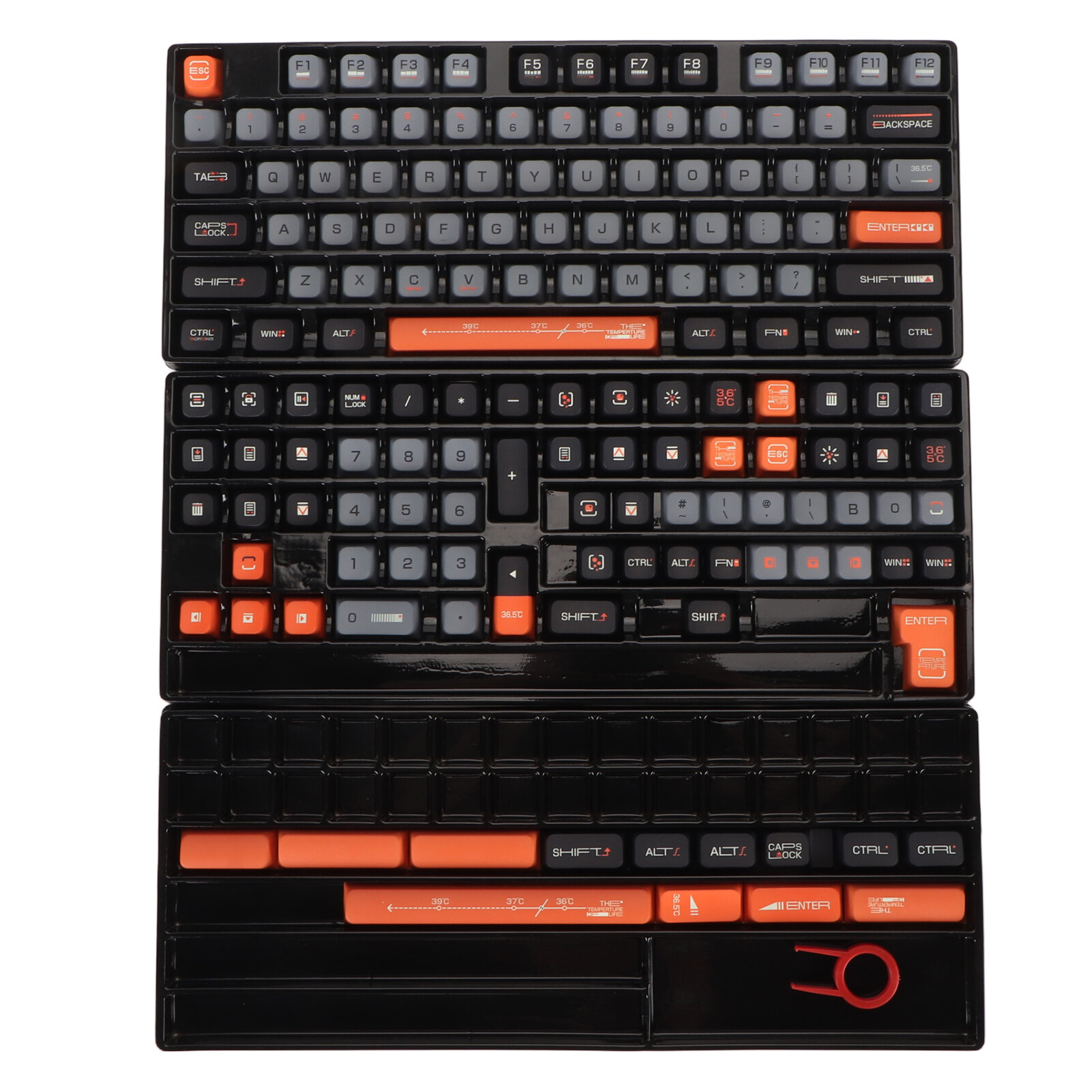 Механическая клавиатура на 154 клавиши из PBT-пластика с термосублимационной печатью, высотой 61, 87, 98, 104 и 108 клавишами, пятисторонняя, с возможностью нанесения рисунка.