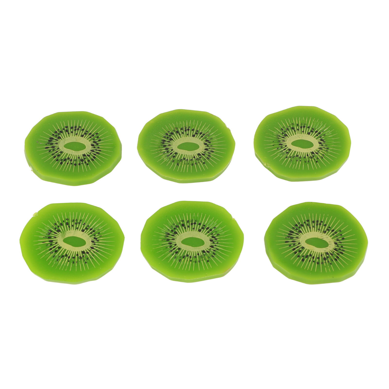 Имитация ломтиков фруктов, клубника, киви, ломтики арбуза, имитация кубиков льда, витрина с фруктами