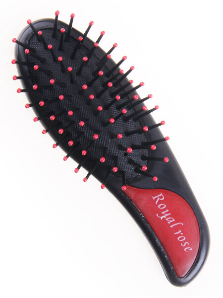 Щетка для волос с пластмассовыми зубчиками, малая цвет красный