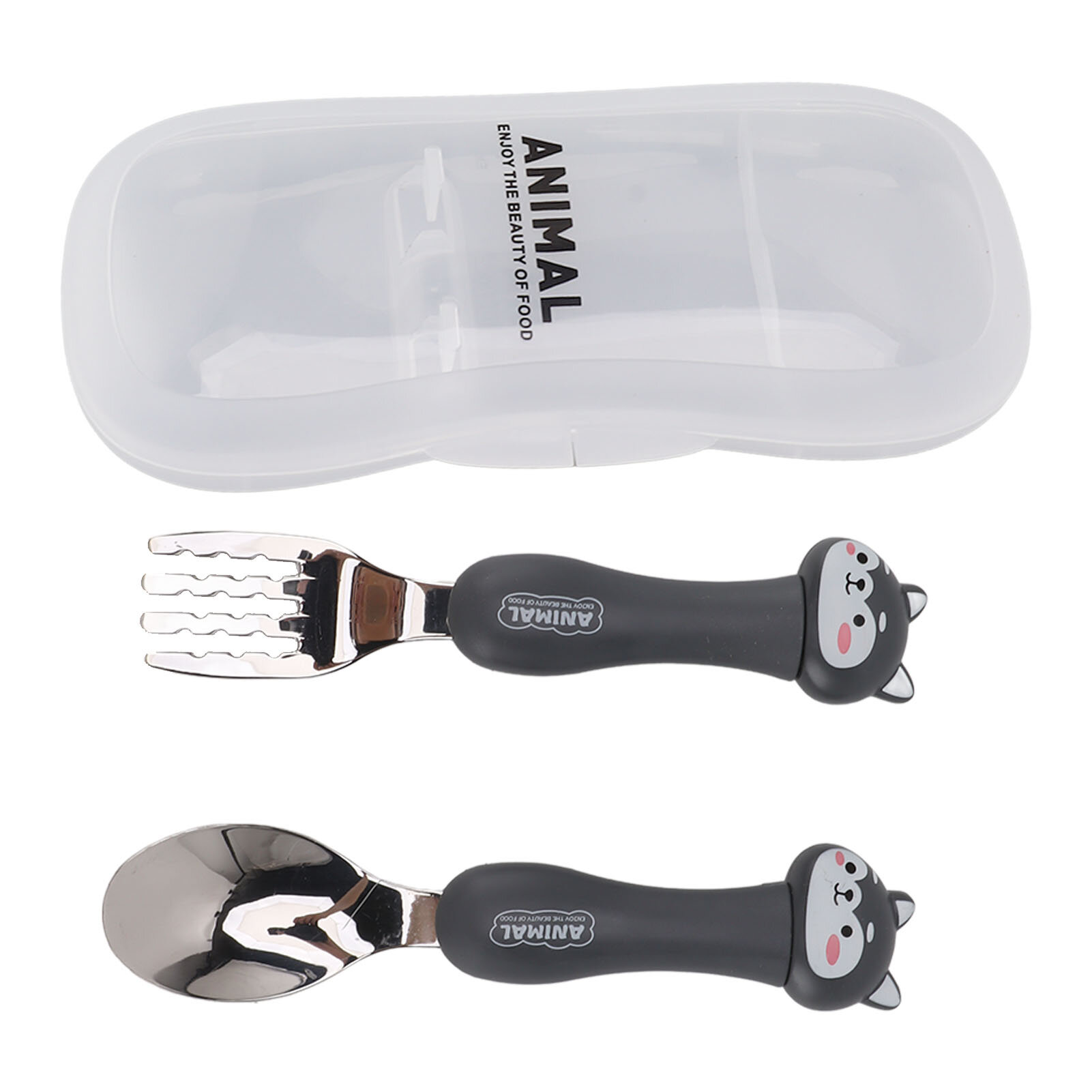 Мультяшная вилка, ложка из нержавеющей стали, обучающие ложки для кормления детей, вилки, портативная детская посуда с животными для детей, щенков