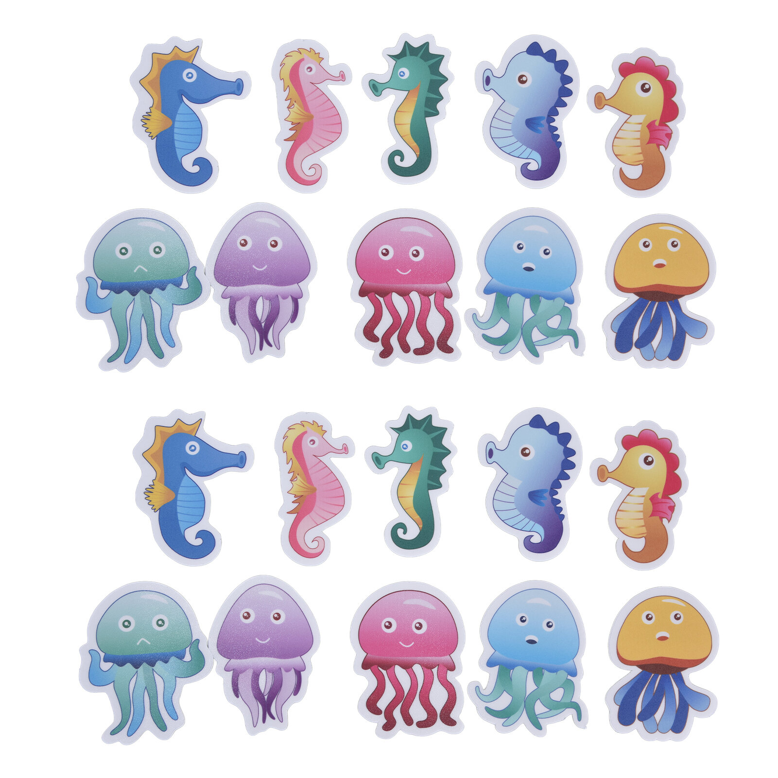 2 комплекта наклеек для ванной комнаты и детской комнаты: декоративные настенные наклейки с морскими животными, противоскользящие, самоклеящиеся.