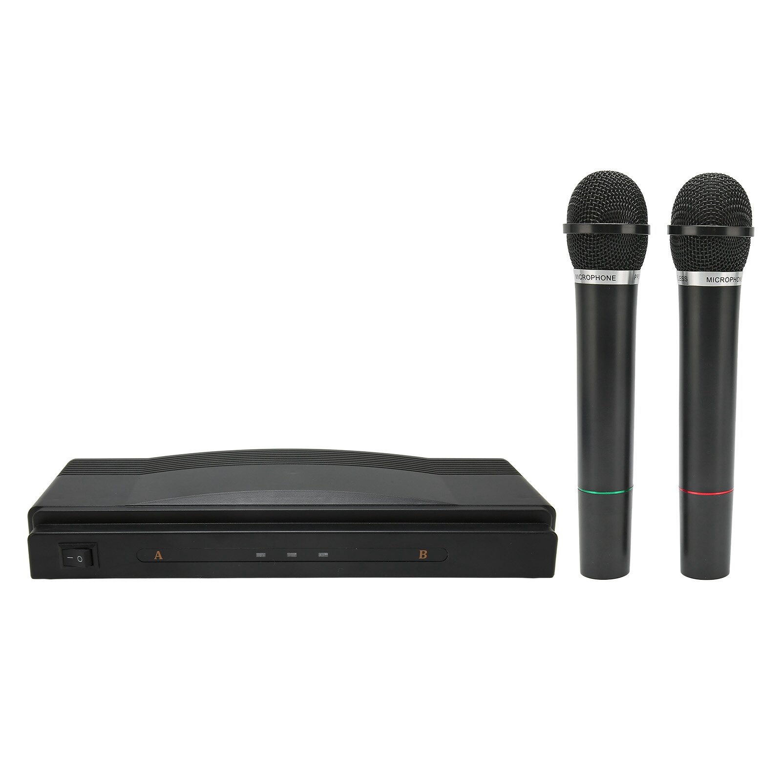 Беспроводной микрофон Двойной ручной 2.4G Динамический диапазон 32.8ft (10m) для караоке вечеринок конференций с приемником кабелем инструкцией ABS материал 2 микрофона 2x9V батарейки не включены