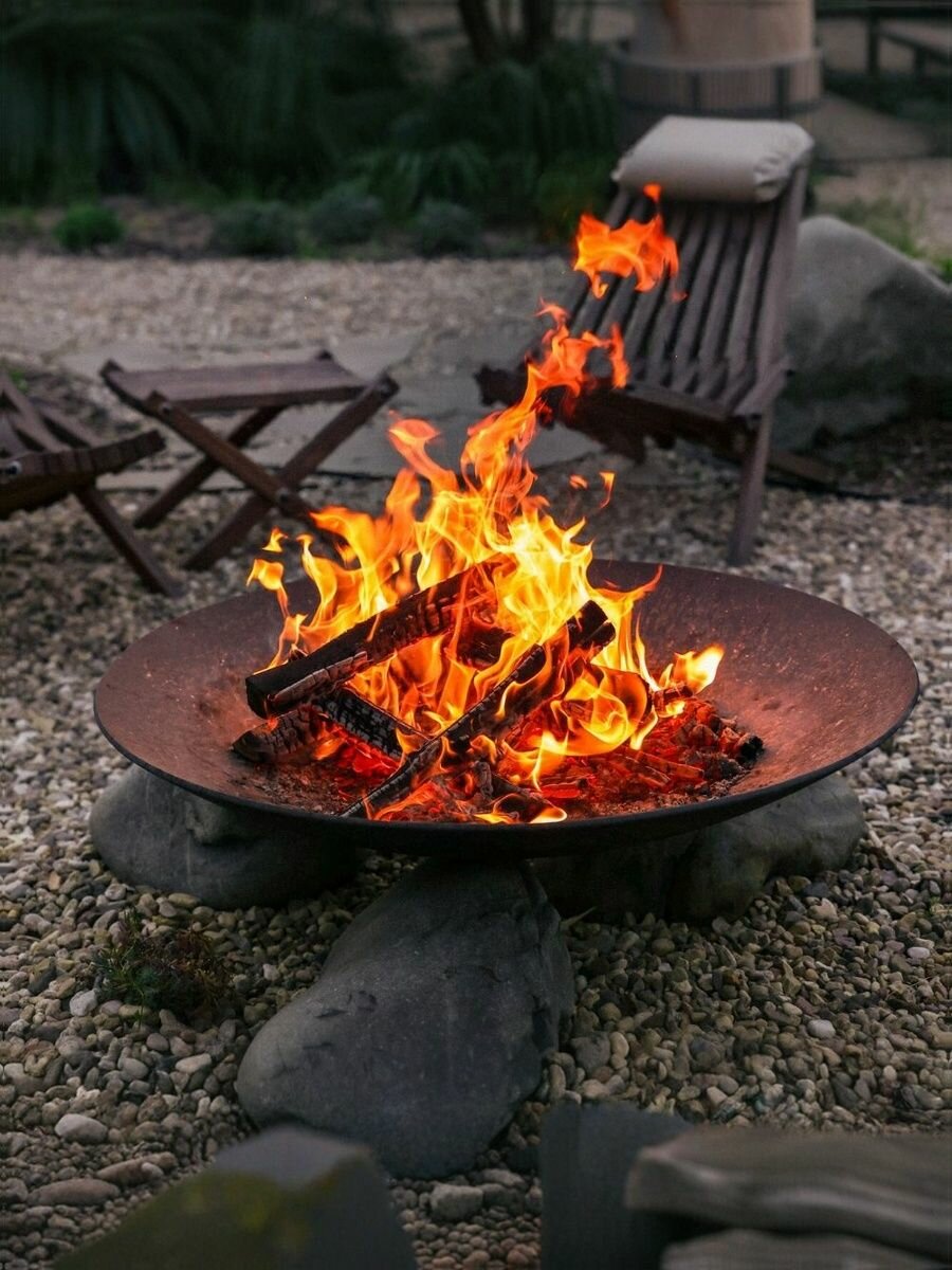 Костровая чаша "Сфера D-800", толщина стали 6 мм. черный-матовый цвет