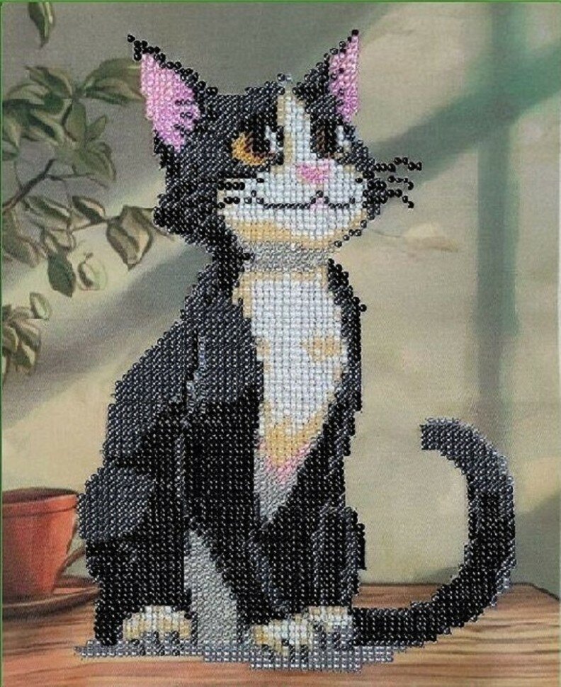 Набор для вышивания Вышиваем бисером #В-134 Кот, Вышивка бисером, 20 х 24.5 см