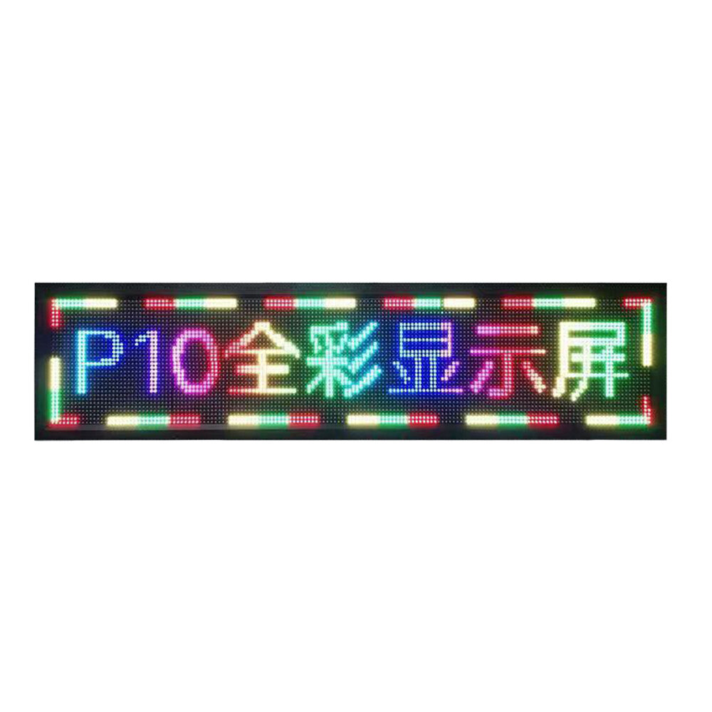 Outdoors LED Billboard Full-Color Advertising Display Screen WiFi Programmable LED Sign Support Scrolling Message Green Red White Multicolor Optional Metal US-Plug 1000*190mm 39.37*7.48in 3000g 105.82oz P10