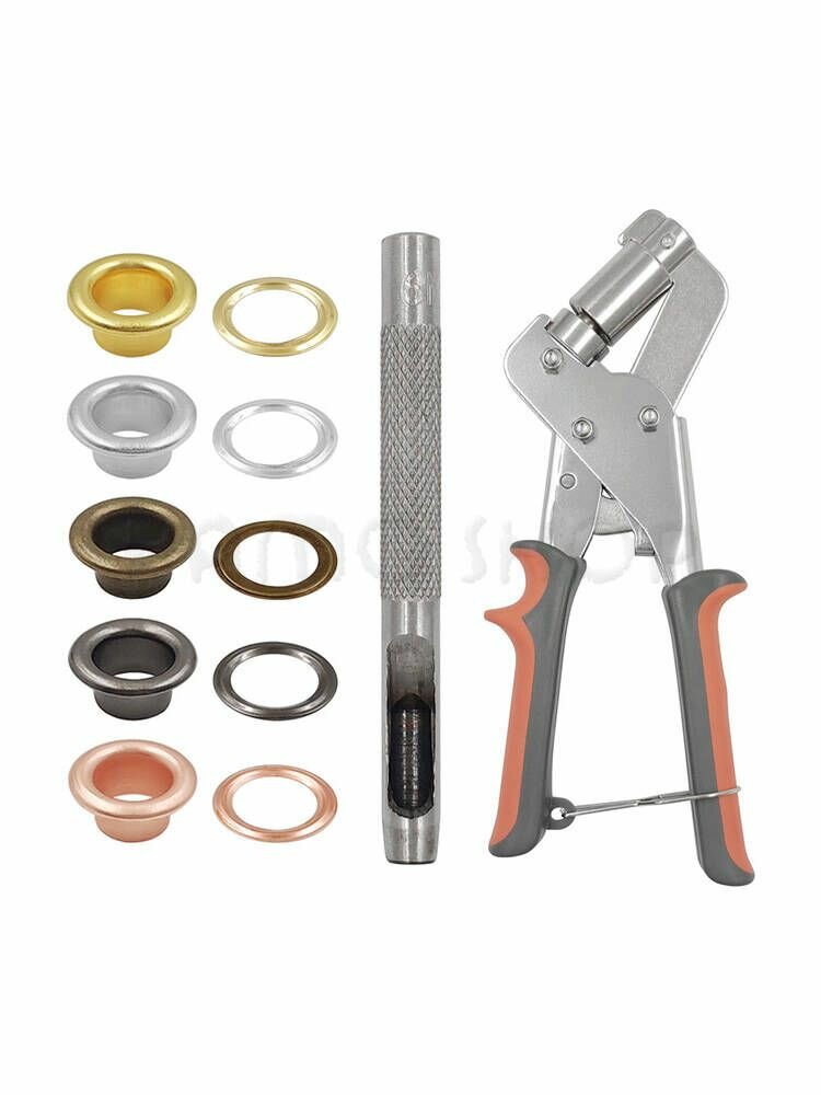 Плоскогубцы брезентов, клещи люверсов (диаметр 6 мм / 10 мм) с 100 шт Люверсы, для кожи, ткани, одежды, Пояс=v=