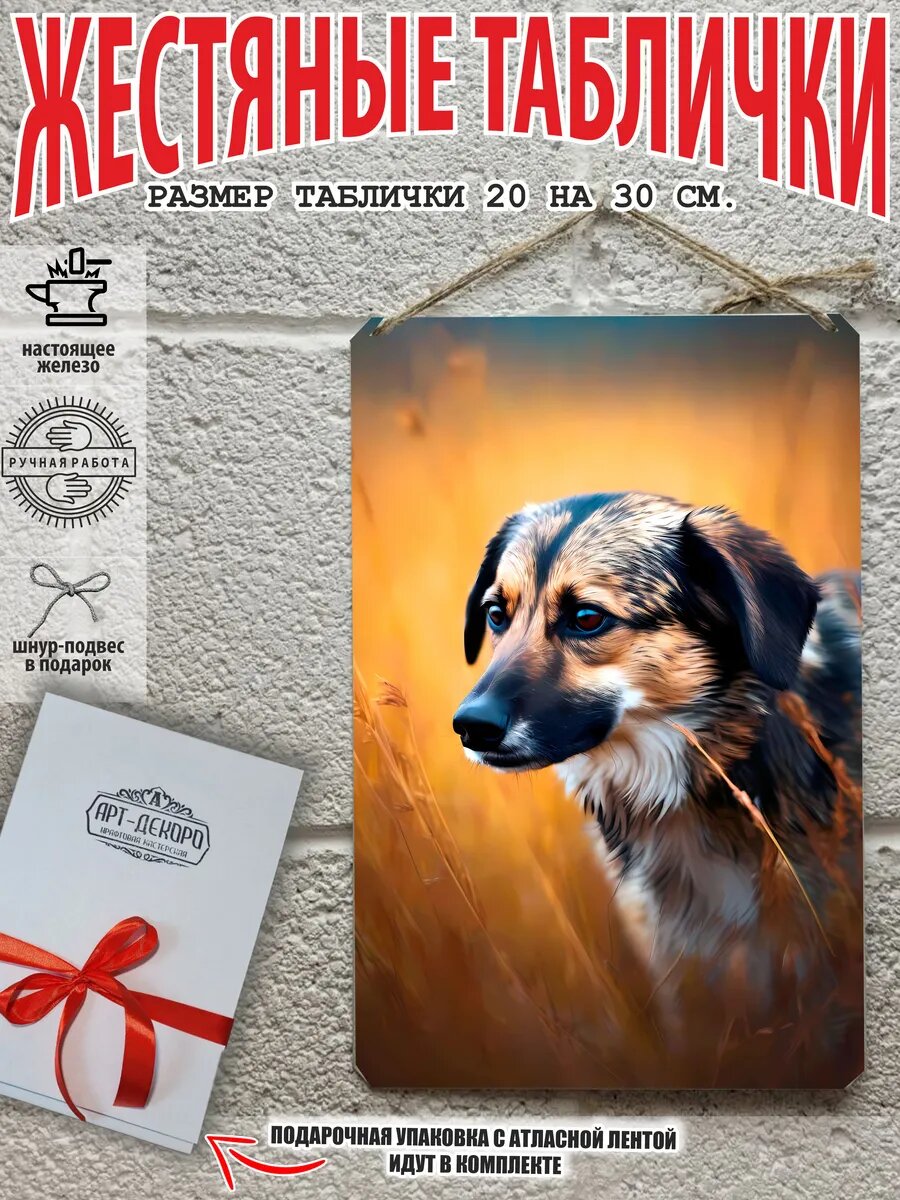 Собака постер на стену 20 на 30 см, шнур-подвес в подарок