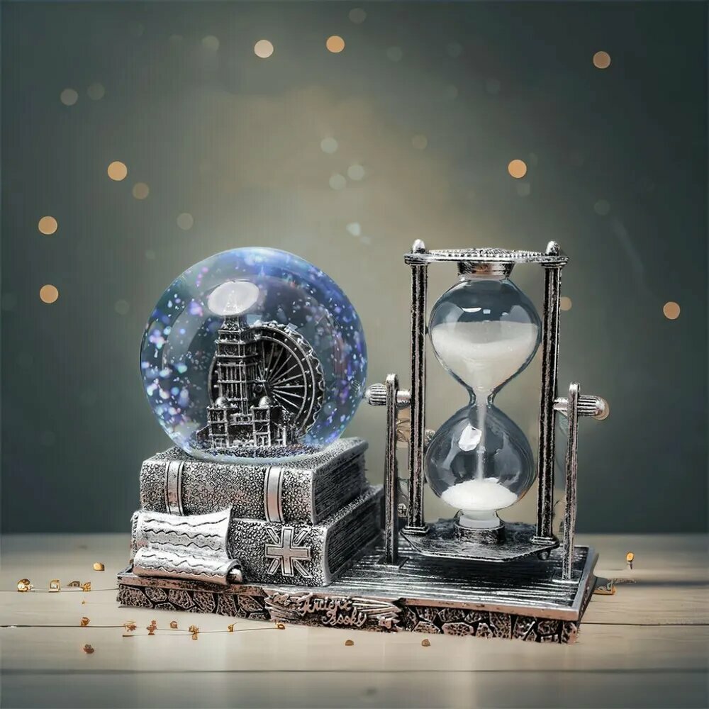Таймер в виде песочных часов, музыкальная шкатулка с хрустальным шаром, светящийся рождественский подарок