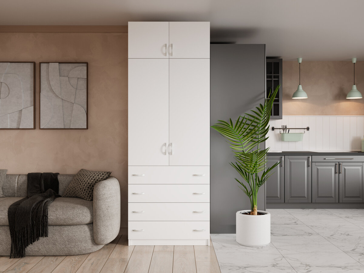 Шкаф распашной Зодиак 2.4+А Белый для одежды двухдверный 100*240*62