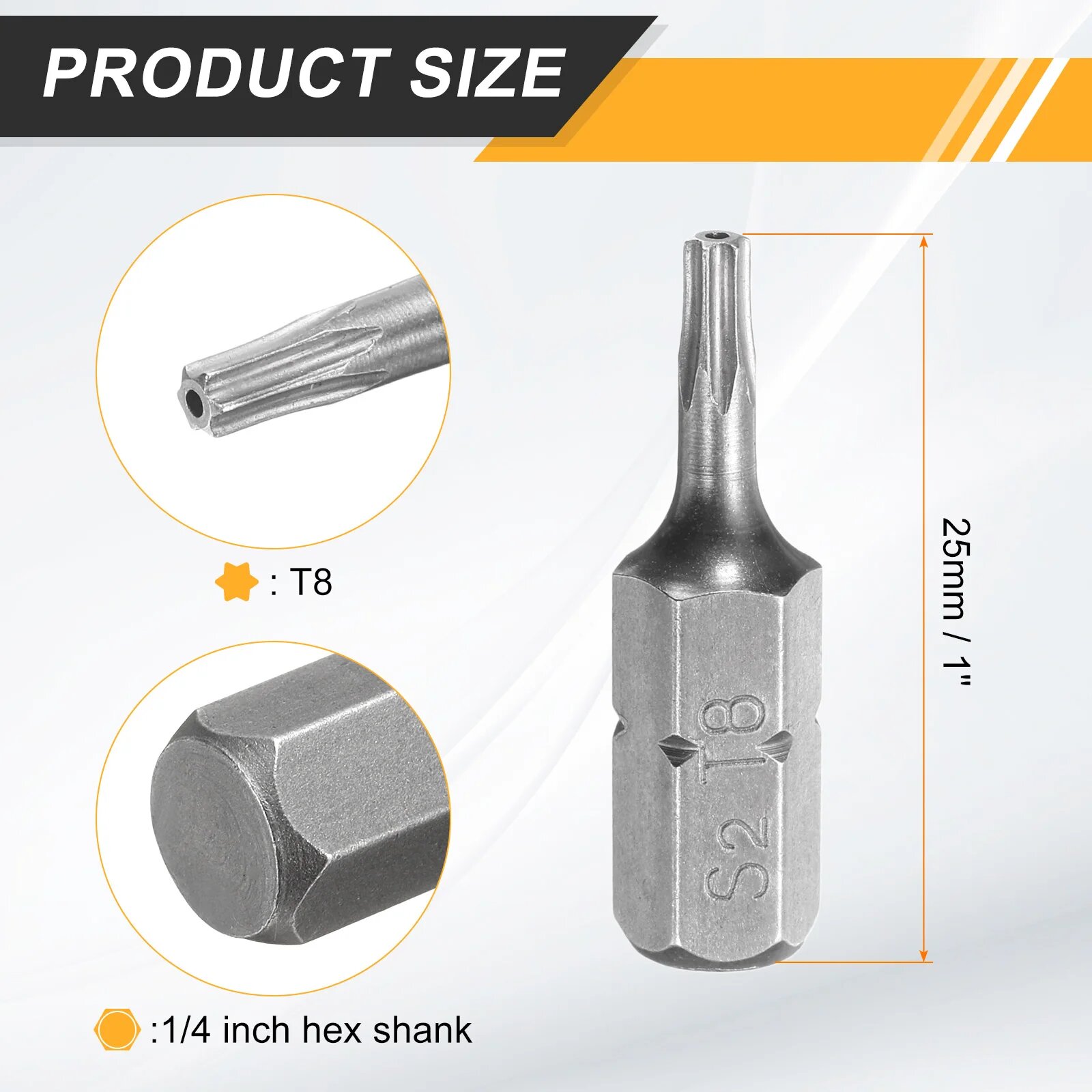 Насадка Torx T8 1/4" S2, 25мм, 5шт