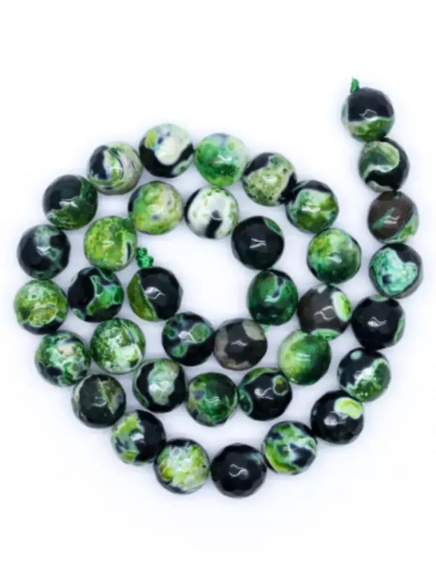 1069 Природный агат ярко-черно-зеленый 10мм 1 шт качество А+