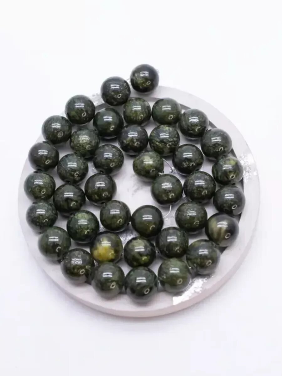 1403 Серпентенитовые камешки для ожерелья чокера 10 мм 1 шт