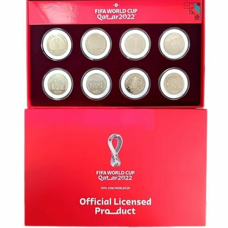 Памятные монеты Катара к чемпионату мира по футболу 2022 года, набор из 8 штук