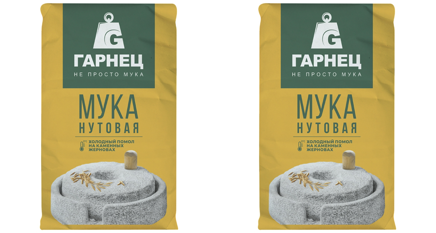 Мука Гарнец, нутовая, цельнозерновая, высший сорт, без глютена, без ГМО, 0,4 кг, 2 уп