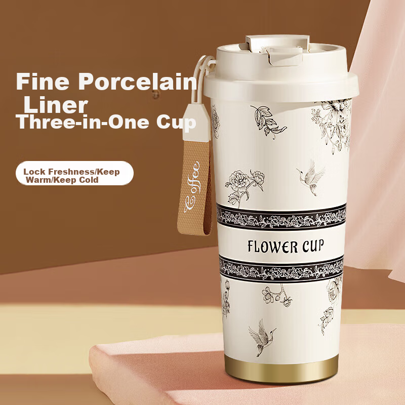Mi Xiaoshu Insulated Cup Women's High-value Straw Double-drinking Coffee Cup 316 Ceramic Inner Water Cup Christmas Gift