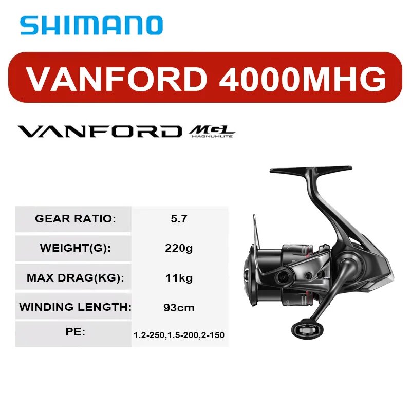 SHIMANO VANFORD, 2024, безынерционная катушка, серия 2500/3000 4000MHG