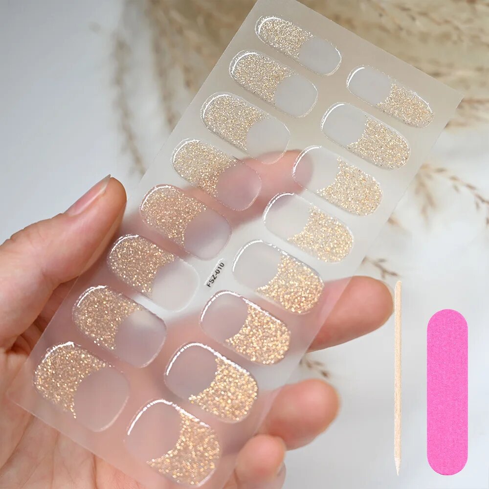 HotPress Полузатвердевающие гелевые наклейки для ногтей 16 шт. NK-FSZ-010