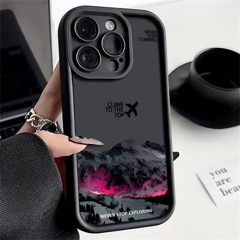 Чехол с узором «Темная снежная гора» для iPhone 17, 15, 16, iPhone17 Про Макс, Черный, A804 Black