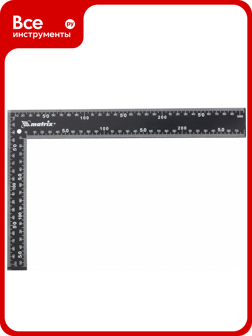 Цельнометаллический, 300, угольник 300 мм MATRIX 32370, углеродистой листовой стали, при столярных и слесарных