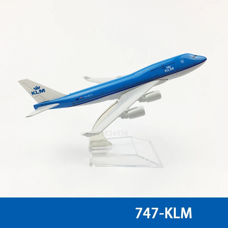 Металлическая модель самолёта SOCOA Boeing 737 747 757 767 777 787 15 см Синий, 747 KLM