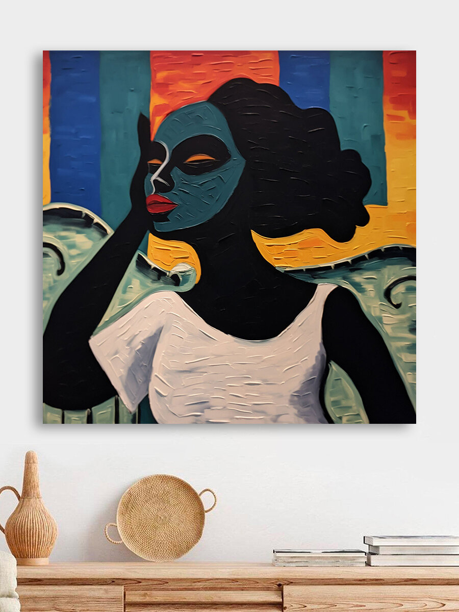 Картина на холсте - "Лицо девушки абстракция", 40х40 см.