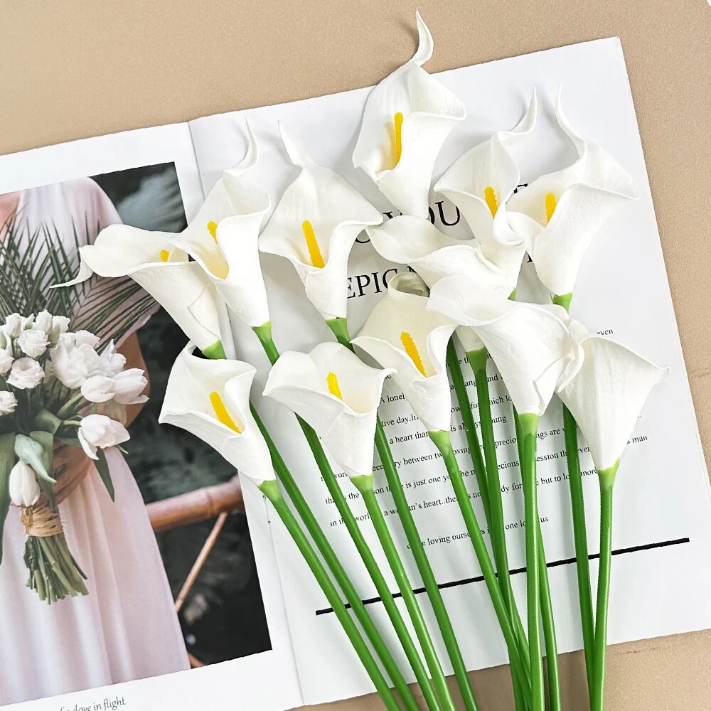 Искусственные цветы лилии калла CHENAO, набор из 10 штук white