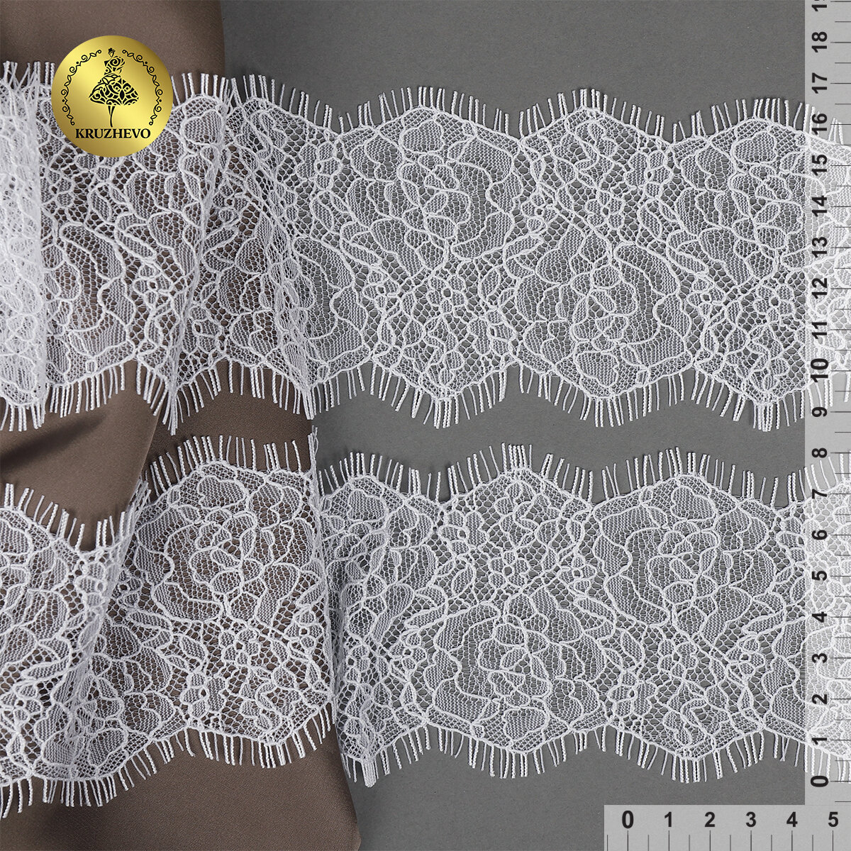 Кружево реснички KRUZHEVO арт. TBY.75231 шир.80мм цв.1 белый уп.3м
