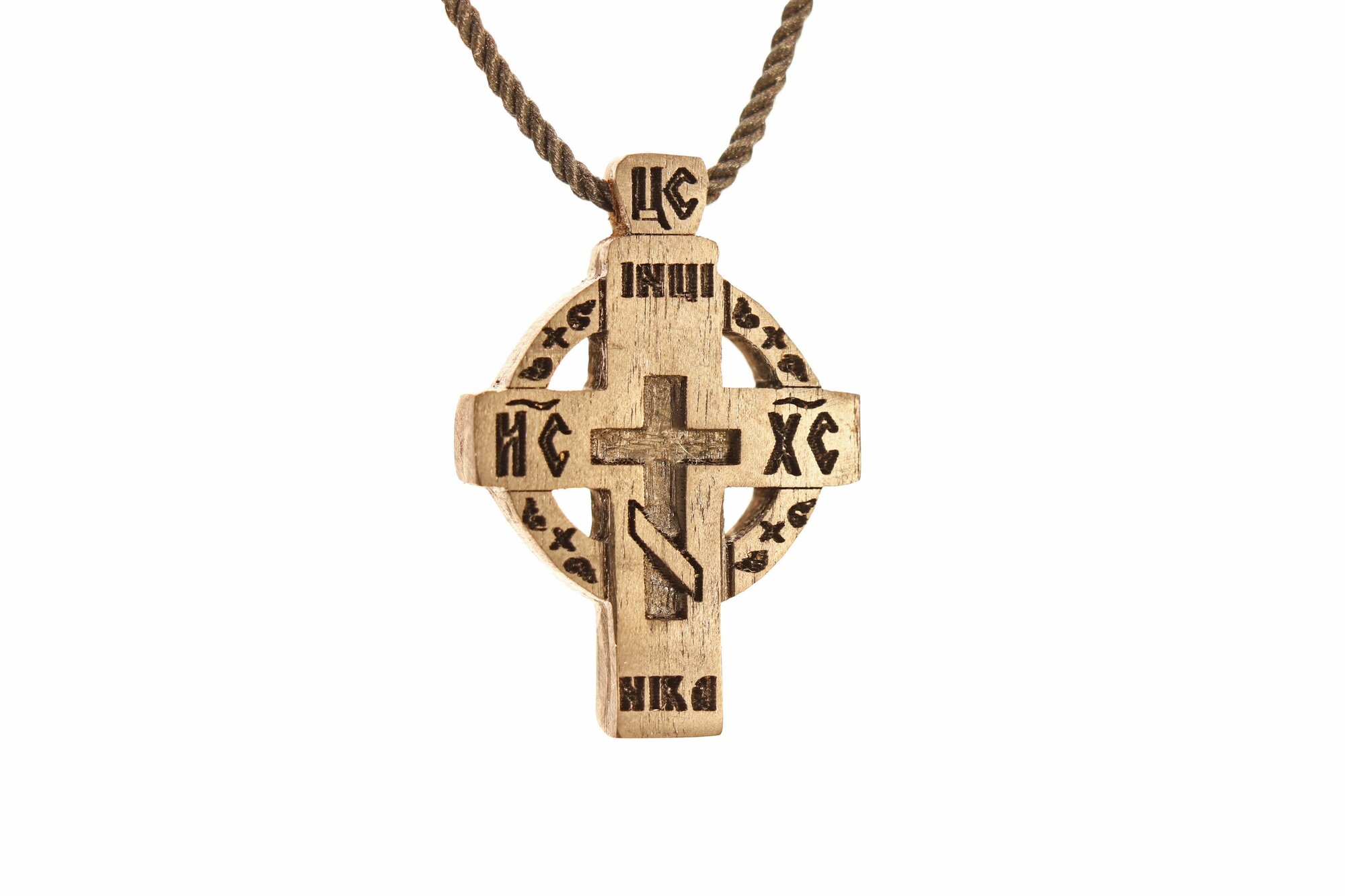 Православный крест нательный черный округлый