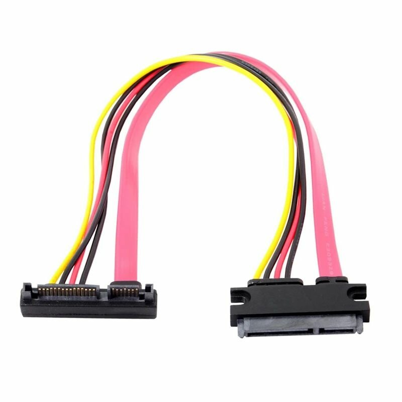 Удлинительный кабель SATA 22-контактный "папа-мама" под углом 90 градусов, комбинированный удлинитель SATA 3 22-контактный "папа-мама" под углом 7+15 контактов SATA Data Power