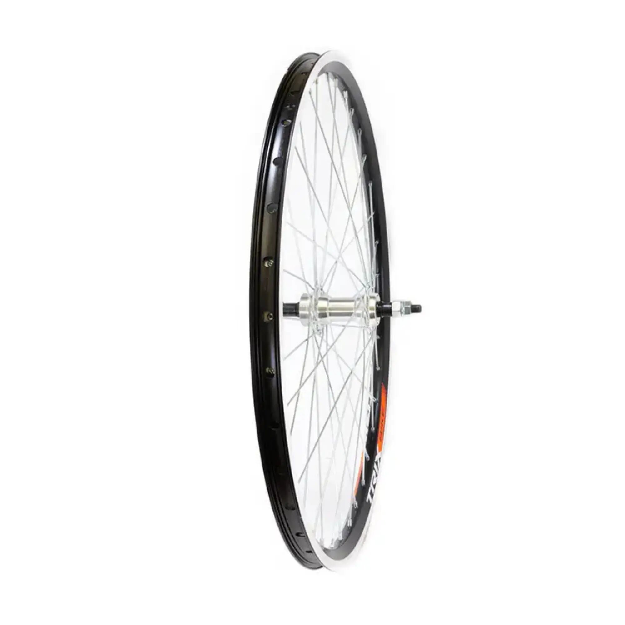Колесо в сборе 24" заднее, Trix, дв. ал. обод, вт. алюм, трещ, гайки под V-br, AV 19.4х21.4, черн.