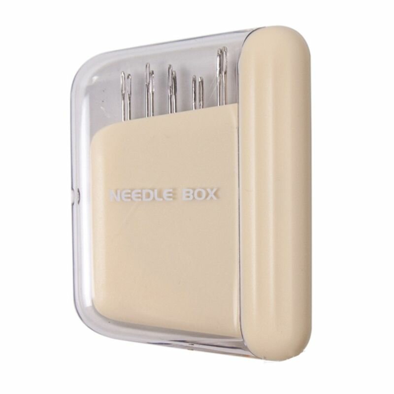 Набор из 10 швейных игл с магнитной коробкой для хранения и нитковдевателем для квилтинга, Молочно-абрикосовый цвет