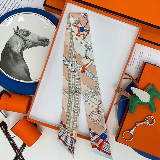 100% шелк высококачественные роскошные брендовые товары шарф Женская повязка на голову фуляр галстук ленточный шейный платок узкие шарфы аксессуары для волос