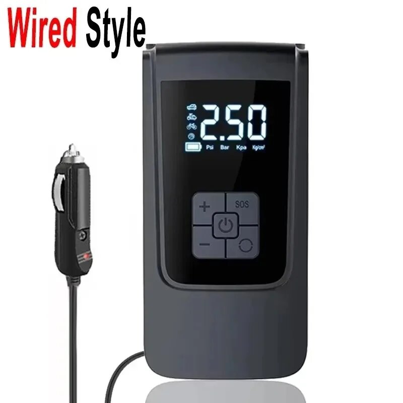 EAFC 150PSI портативный воздушный компрессор, накачка шин, автомобильный насос для шин, ЖК-дисплей, цифровой фонарик для автомобиля, мотоцикла, велосипедного мяча, wired Style