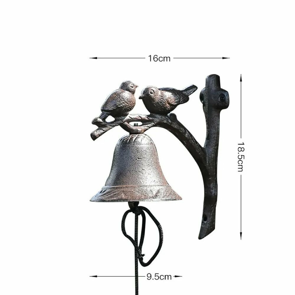 Колокольчик придверный настенный с птичкой на ветке чугун
