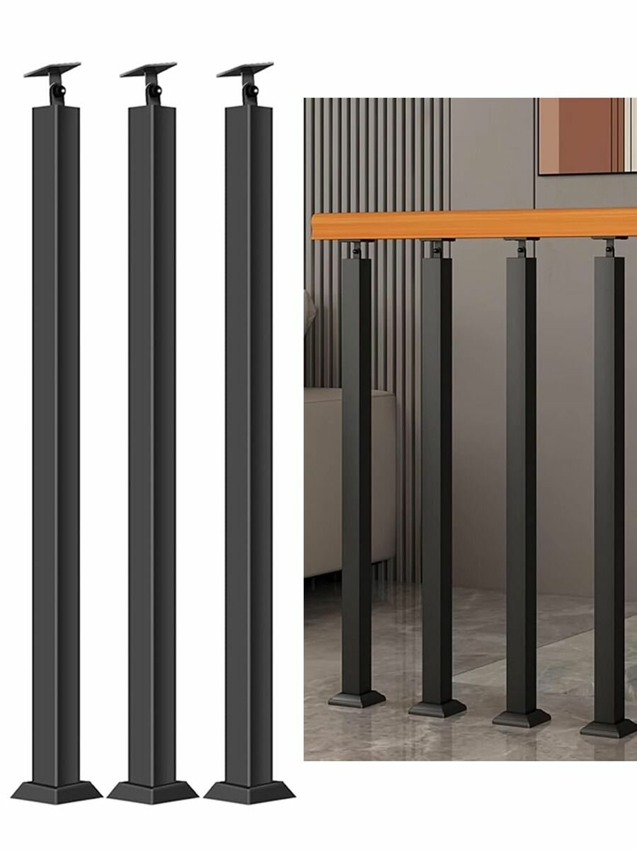 Металлические стойки для лестничных перил, кованые опоры черного цвета с креплениями для дома, лофта, крыльца