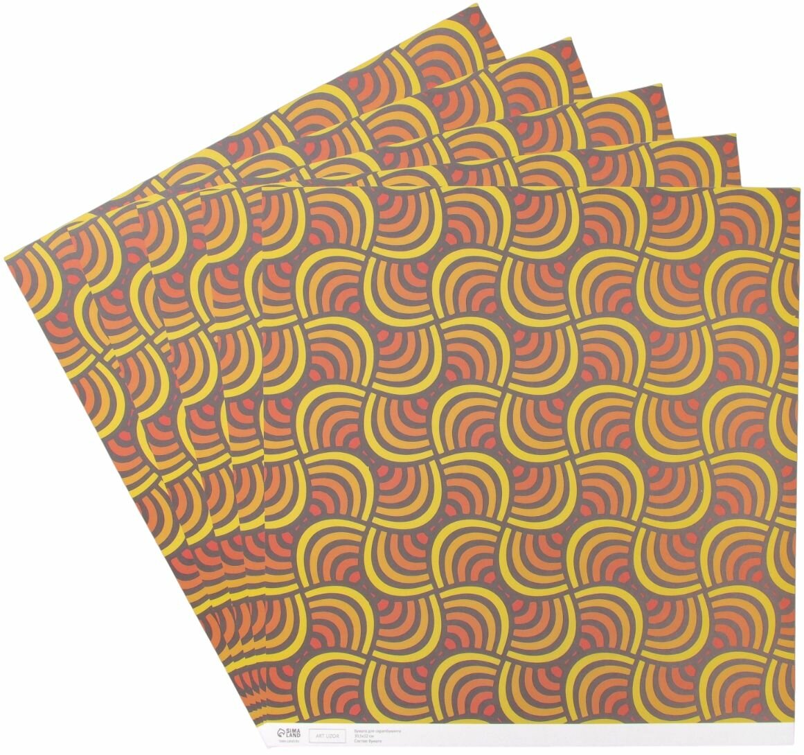 Бумага для скрапбукинга "Летняя волна" односторонняя, размер 30,5х32 см, набор из 5 листов, плотность 180 г/м2