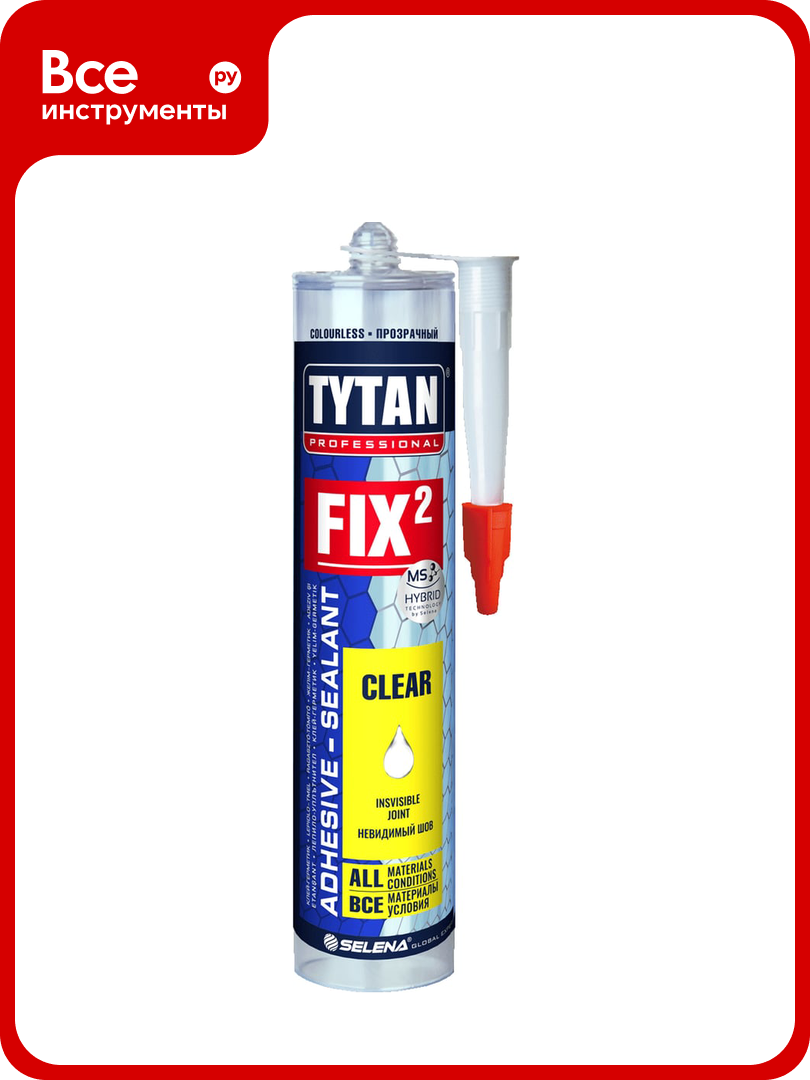 Клей-герметик Tytan PROFESSIONAL Fix2 Clear прозрачный, универсальный гибридный, водостойкий, морозостойкий