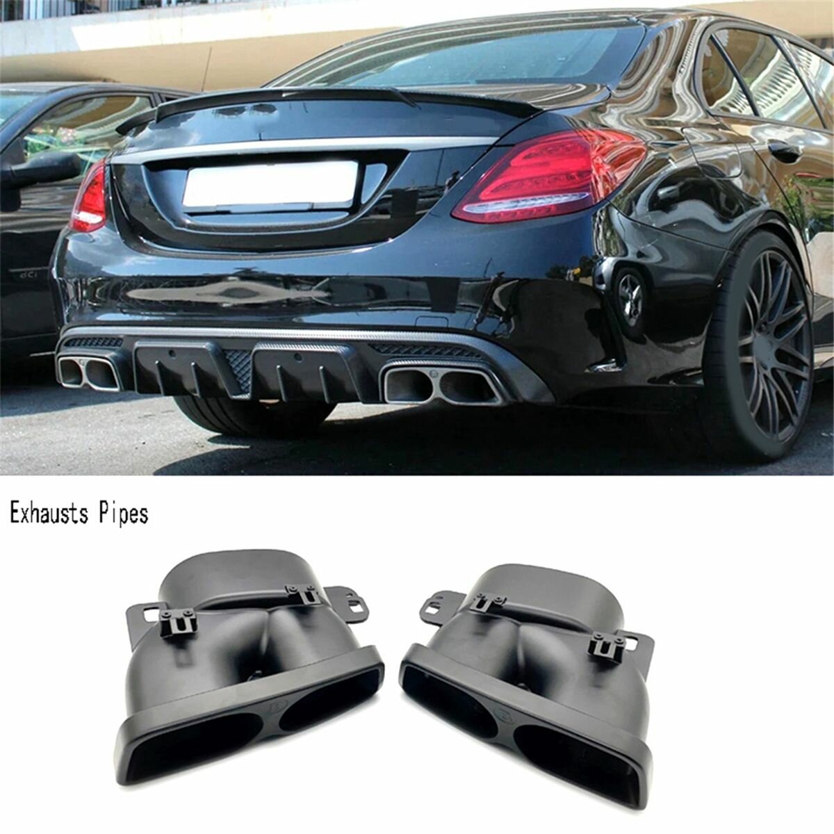 2X выхлопные трубы для C63/S W204 S W205 W212 W213 W222 C205 15-18 автомобилей Quad выхлопная труба глушитель наконечники