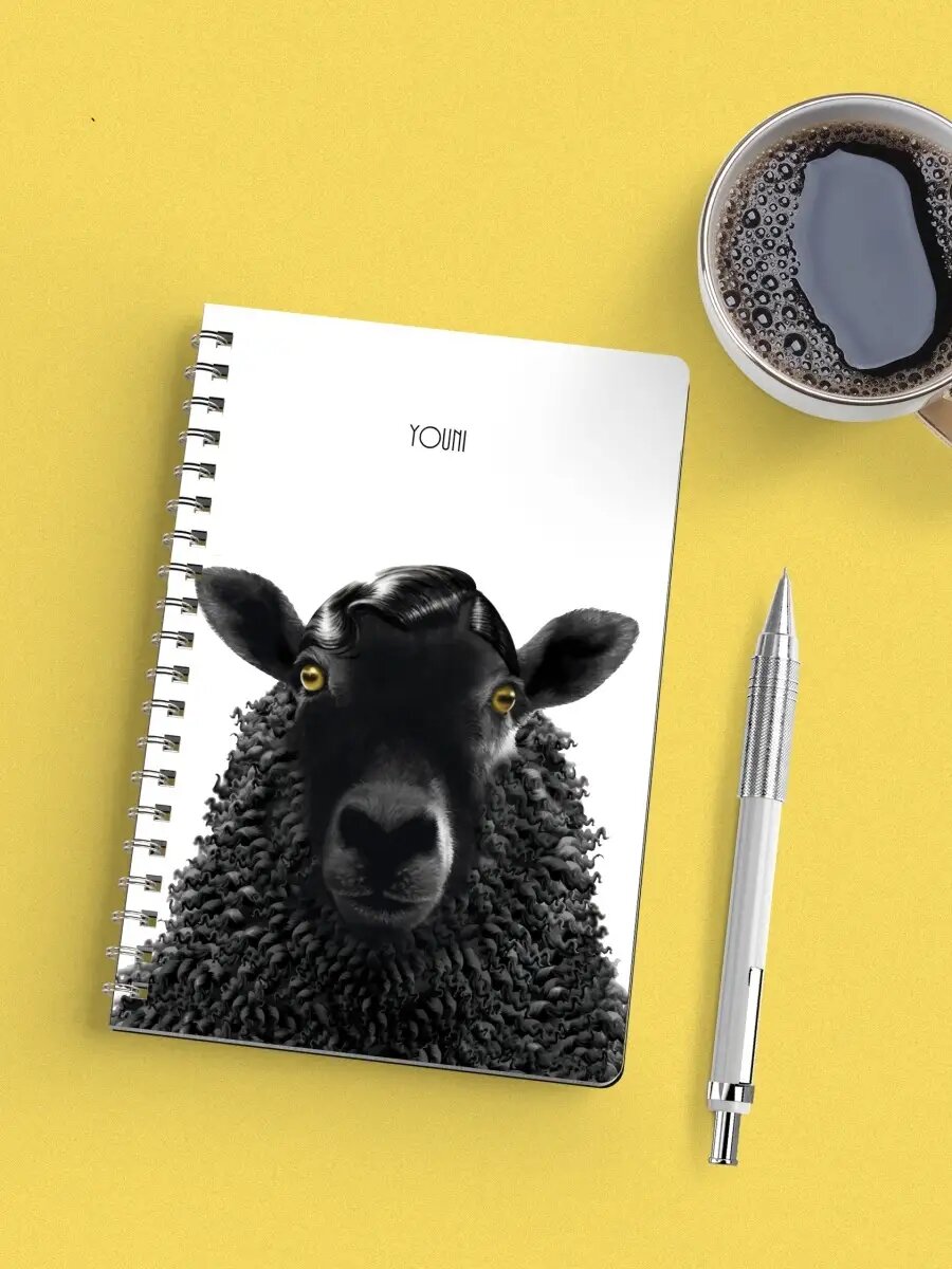 Скетчбук с овечкой Блокнот с коровкой скетчин YOUni , для рисования, A5, на спирали, ламинированная обложка, 28 листов