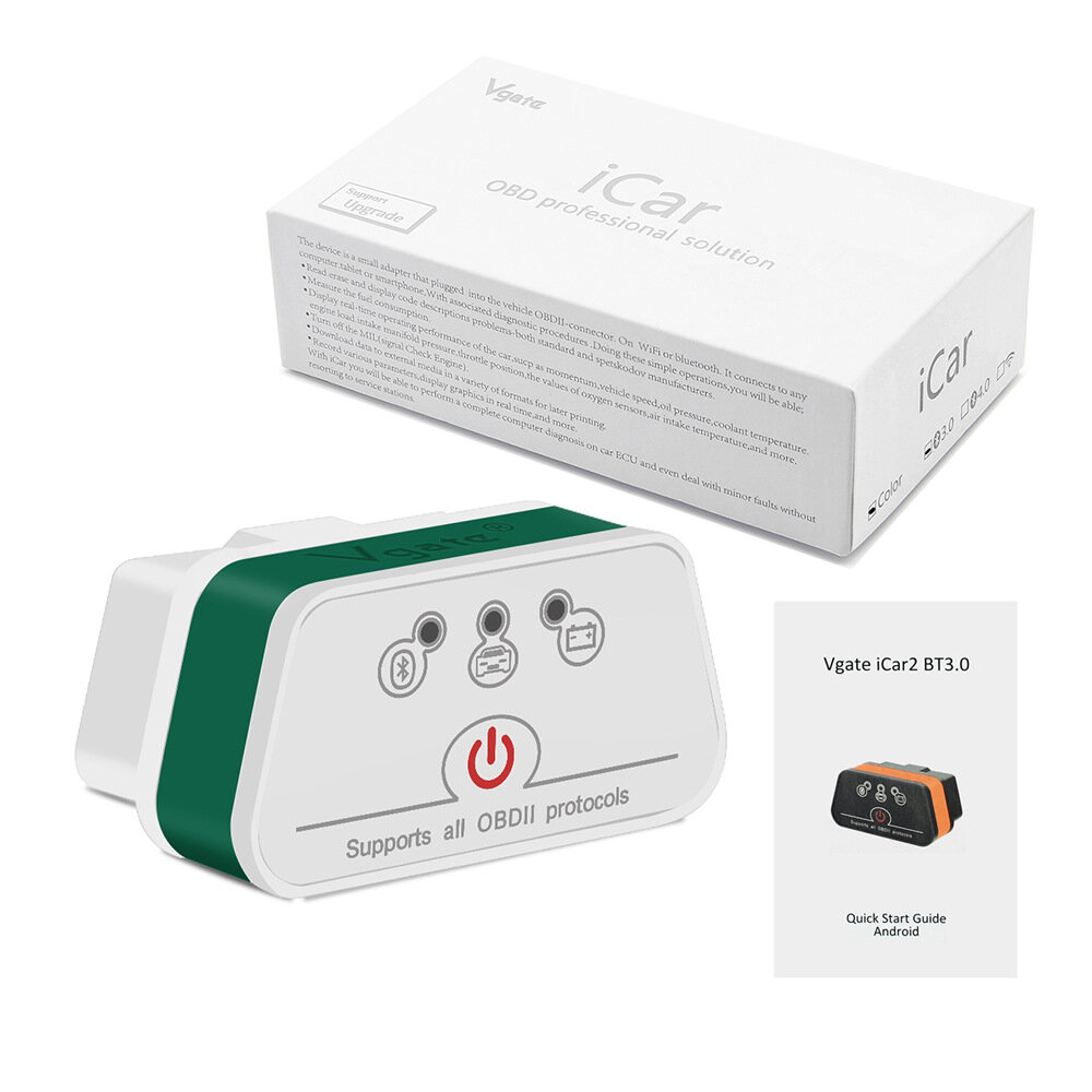 Vgate iCar 2 BT3.0 OBD2 Bluetooth диагностический прибор с 8 цветами Android для обнаружения двигателя автомобиля