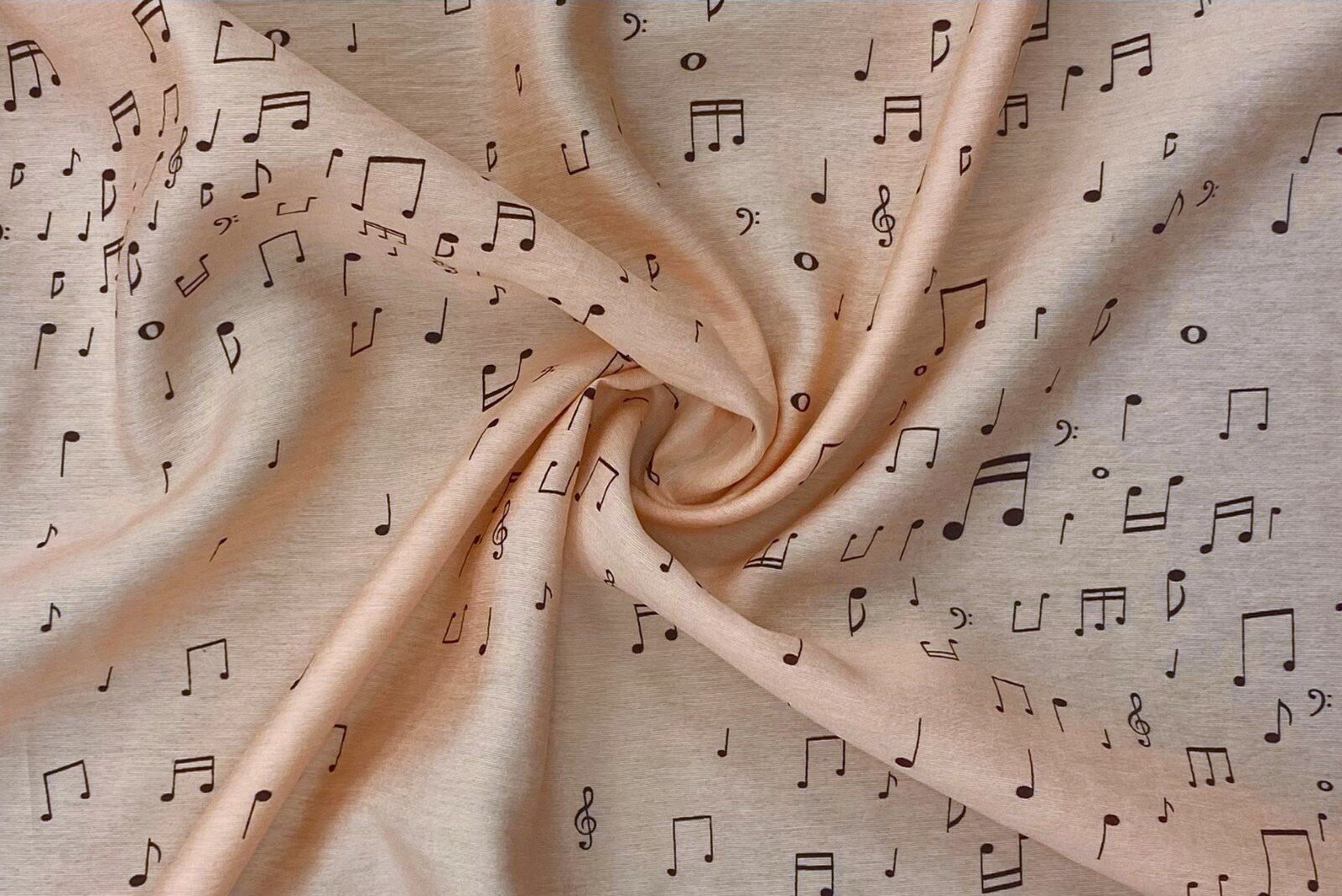 Ткань Вискоза с коричневыми нотами на персиковом фоне, 140 г/пм, ш145см, 0,5 м