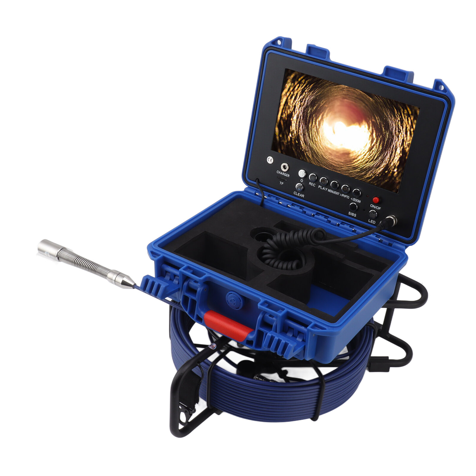 F9588JMBLC23 Камера для канализации, 100 футов/30 м, 1080P, камера для проверки труб, карта памяти 16 ГБ, счетчик счетчиков, вилка европейского стандарта, 100 240 В