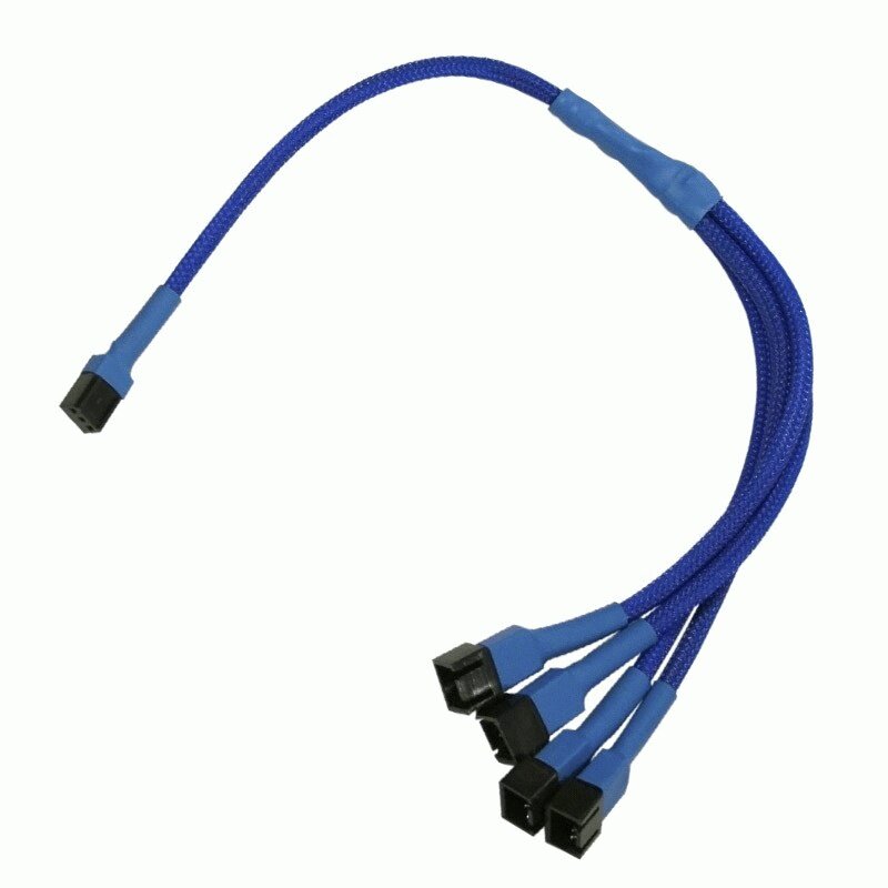 Разветвитель Nanoxia 3-pin в 4 х 3-pin, 30см. синий NX34A30B